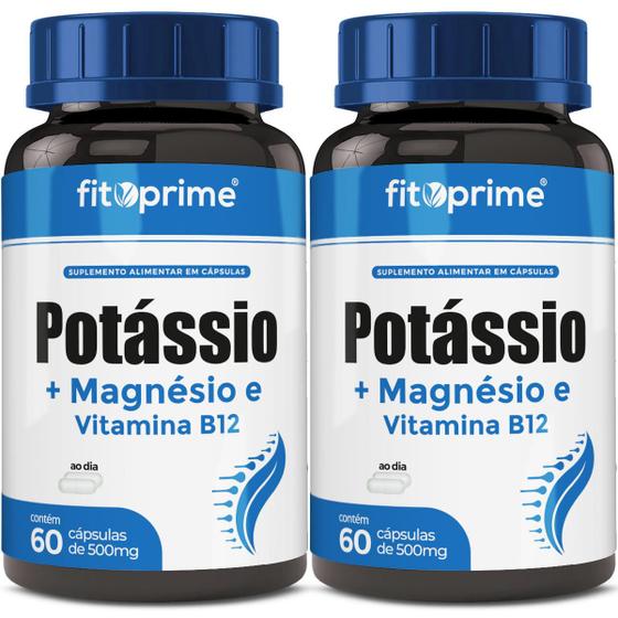 2 Pote Potássio Magnésio Vitamina B12 Com 60 Cápsulas Fitoprime - Multivitamínico ...