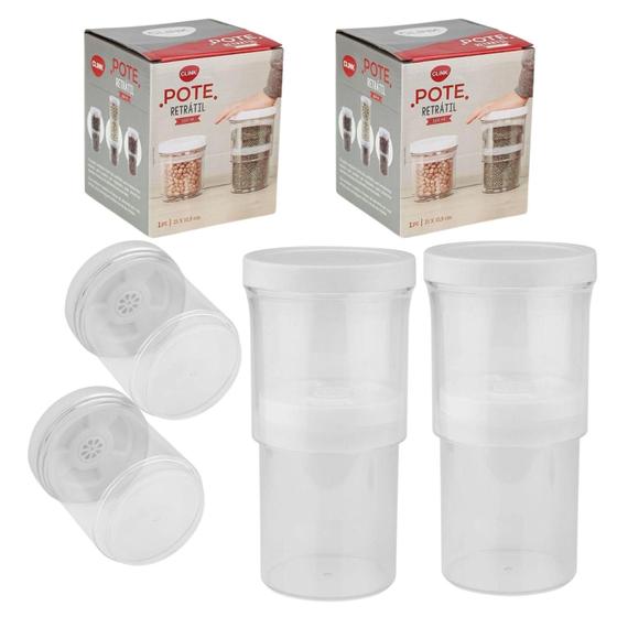 2 Pote Retrátil com Vedação Vácuo 550ml + Aumenta p/ 1050ml - Pote ...