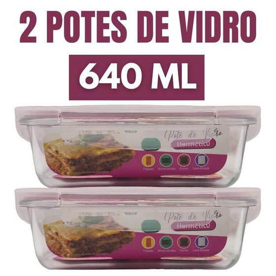 2 Pote Vidro 640ml Marmita Fitness Tampa Hermética 4 Travas - NK - Marmitas - Magazine Luiza