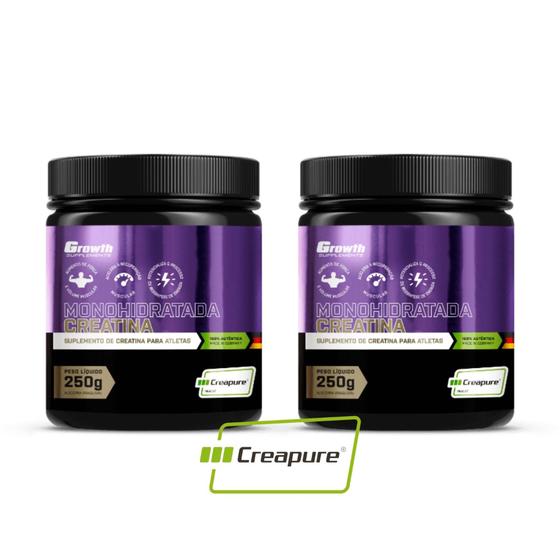 2 Potes Creatina com o selo Creapure Growth 250 g - Growth Suplements ...