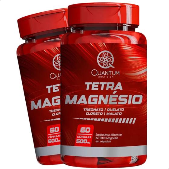 2 Potes Tetra Magnésio Treonato Quelato Cloreto Malato Kit 120 Cápsulas ...