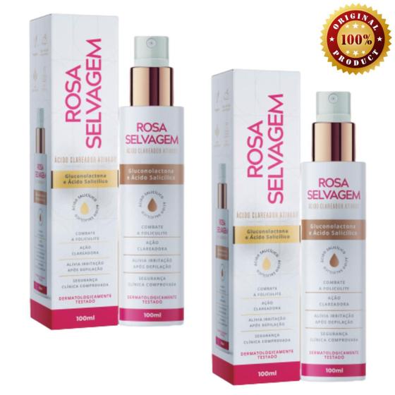 2 Rosa Selvagem Ácido Clareador Íntimo Ativado Manchas Axila Virilha e ...