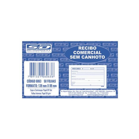 20 Blocos Recibo Comercial Sem Canhoto 50 Folhas - São Domingos - Recibo - Magazine Luiza