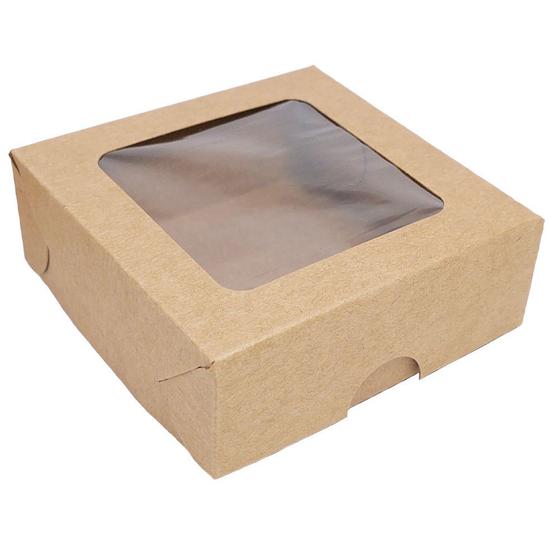 20 Caixas de papel kraft com visor, tamanho 8x8cm, ideal para doces ...