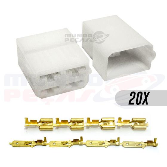 20 Conjuntos Conector 4 Vias Com Terminais (macho E Fêmea) - TC ...