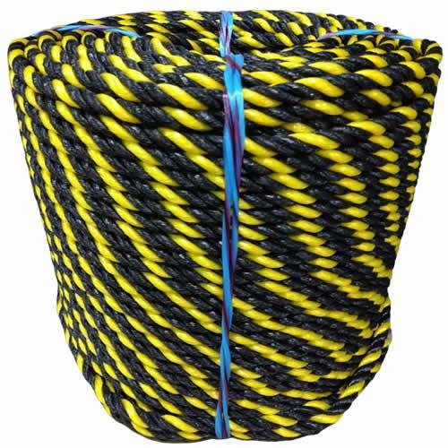 20 Metros Corda Polietileno Zebrada Grossa Amarela e Preta 14mm ...