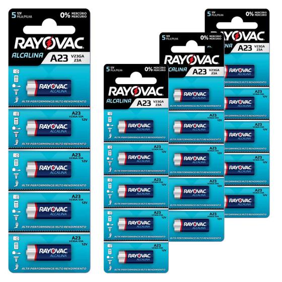 20 Pilhas Baterias 23a 12v A23 Alcalina Rayovac - 4 Cartelas - Pilhas ...