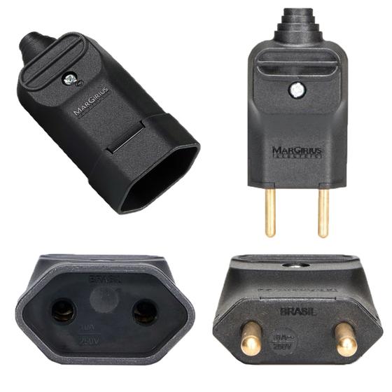 20 Plug Macho 2 Pinos 10a + 20 Tomada Femea 2 Pinos 20a - MARGIRIUS ...