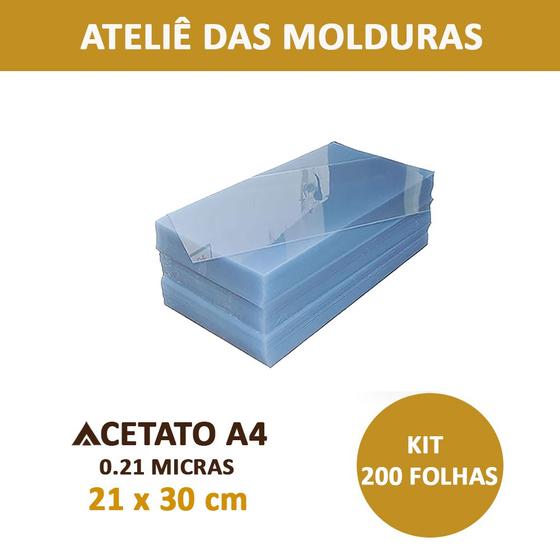 200 Folhas De Acetato A4 Transparente 21x30 Cm 0,21 Micras - Atelie das ...