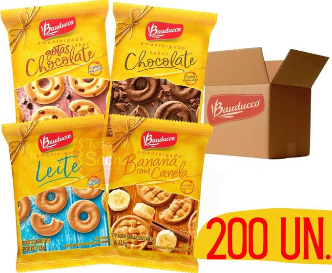 200un Biscoitos Amanteigados Bolacha Bauducco Em Sache 11g - Biscoito ...