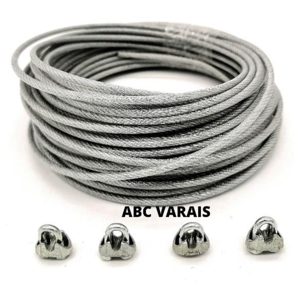 20mts Cabo De Aço Revestido Pvc Cristal 2mm Varal + 4 Clips - abc cabos ...
