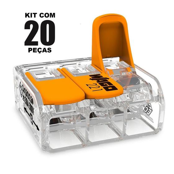 20un Conector Wago 221-613 3 vias 41A/450V Emenda Derivação Original ...