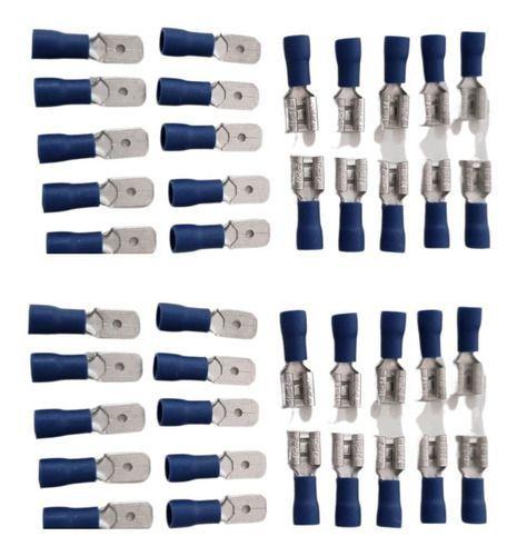 20un Terminais Macho e Fêmea Azul Conector Pré Isolado Fios 2.5mm ...