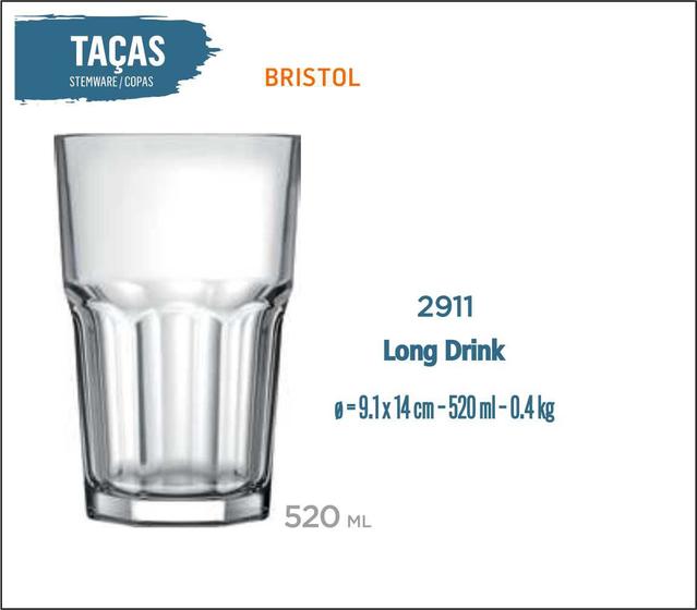 24 Copos Bristol 520ml - Long Drink - Nadir Figueiredo - Copos - Magazine Luiza