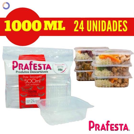 24 Un Pote Descartável 250/350/500/750/1000ml Freezer Microondas Marmita Fitness - Prafesta ...