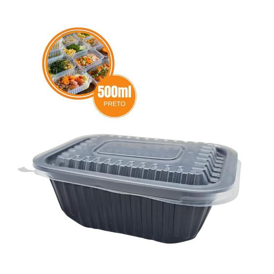 24un Pote Marmita Fitness 500ml PRETO Freezer/Micro-ondas - STARPACK - Pote - Magazine Luiza