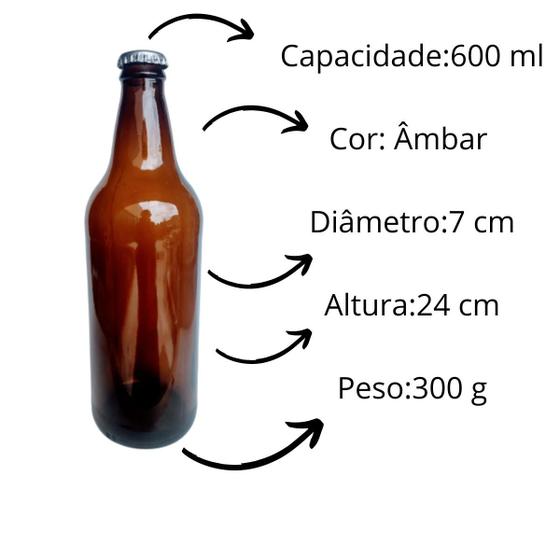 25 Garrafa de Vidro 600 mL Cerveja Artesanal Caçula Ambar - Vidro Nobre ...