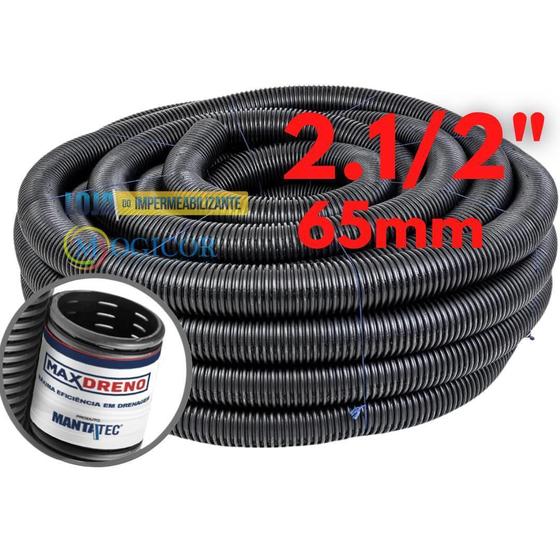 25M Tubo Dreno Corrugado Conduite 2.1/2 65Mm Para Terrenos - Maxdreno - Conexões Elétricas e ...