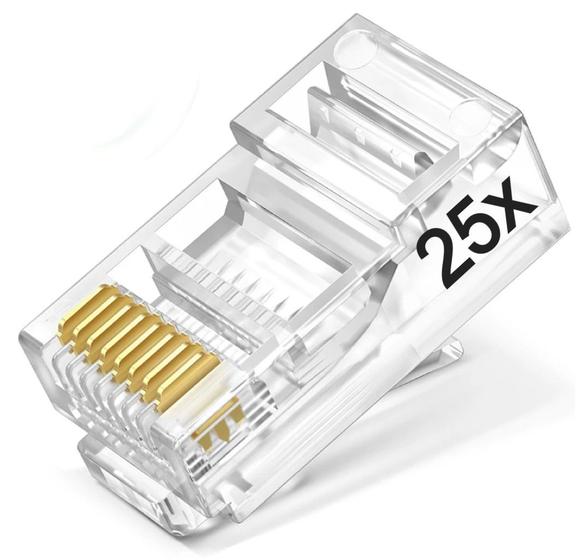 25x Conector RJ45 Cat6 Macho Tomada de Rede Lan Internet - Paralelo ...
