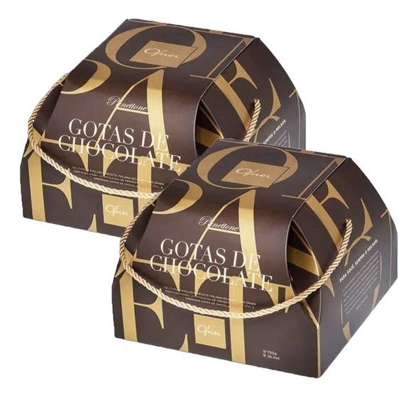 2x Panettone Gotas De Chocolate Artesanal Premium Ofner 750g - Panetone ...
