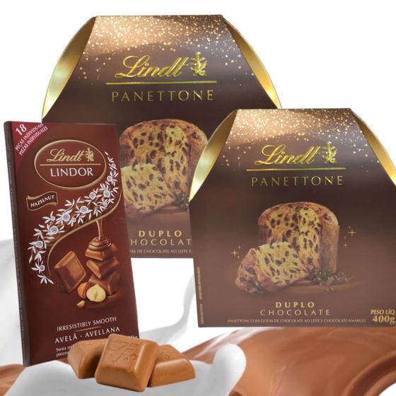 2x Panettone importado Duplo Chocolate Lindt 400g + Avelã - Panetone ...