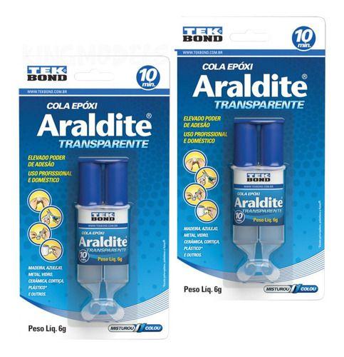 2xpçs Cola Epóxi Araldite Super Transparente - Seringa 6g - Tek Bond ...