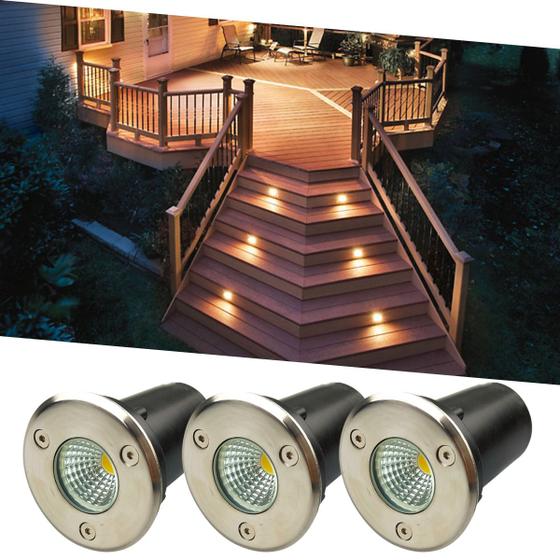 3 Balizadores Led 3W Para Chão Piso Escada Deck De Embutir Blindado ...