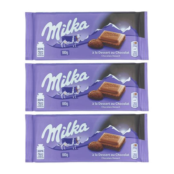 3 barras de chocolate com recheio mousse de chocolate 100g - Milka ...