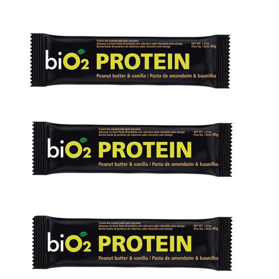 *3 barrinha de proteína baunilha e pasta de amendoim- bio2* - Massa ...