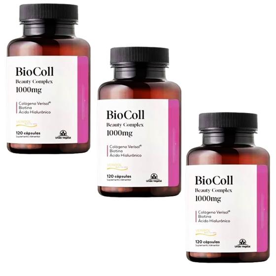 3 Biocoll Colágeno Verisol + Biotina Acido Hialurônico - uniao vegetal ...