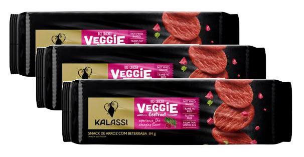 3 Biscoito Arroz Cracker Sabor Veggie Beterraba Kalassi 84g - Biscoito ...