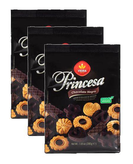 3 Biscoitos Sortidos De Chocolate Negro Vieira Princesa 200g - Biscoito ...