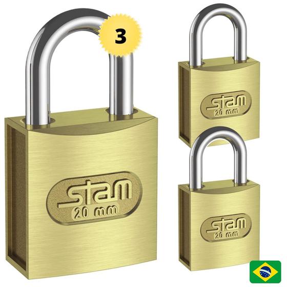 3 Cadeado Pequeno Anti-ferrugem Pequeno C/2 Cchaves Stam E-coat ...