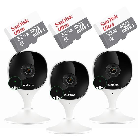 3 Câmeras Ip Wi-fi IMX C Intelbras + 3 Cartão SD 32GB Ultra - Câmera ...