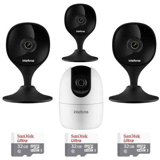 3 Câmeras Wi-fi IMX C Black + 1 Câmera Wi-fi 360 Im4 C + 32GB ...