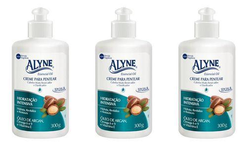 3 Cremes Pentear Alyne Hidratação Intensiva 300g Oleo Argan ...