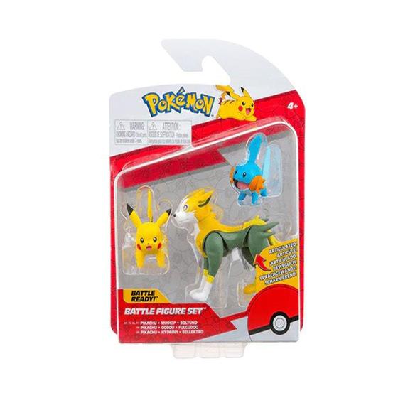 3 Figuras Pokémon Sunny Battle Figures Pikachu Mudkip Boltund - Boneco ...
