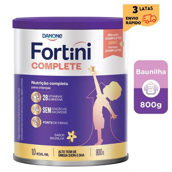 3 latas - Suplemento Infantil Em Pó Danone- Fortini Complete -800g ...