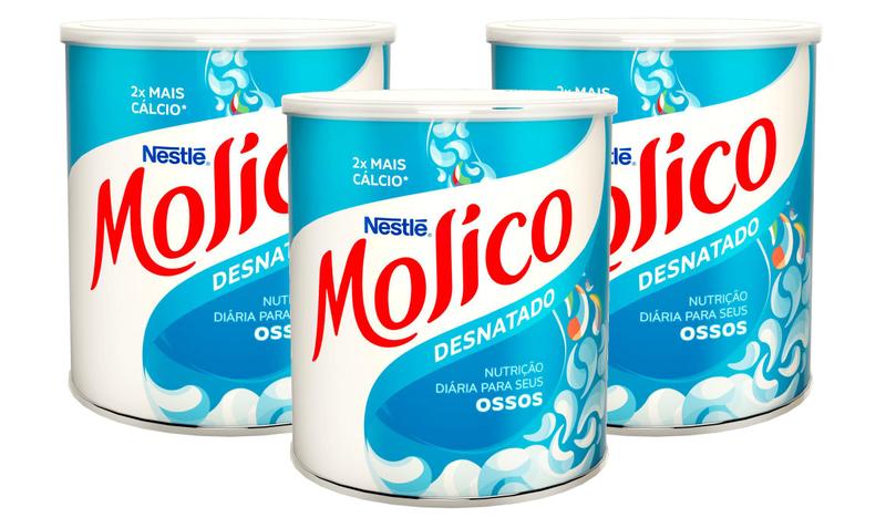3 Leite Em Pó Desnatado Molico Total Cálcio Nestlé Lata 280g - Leite em ...