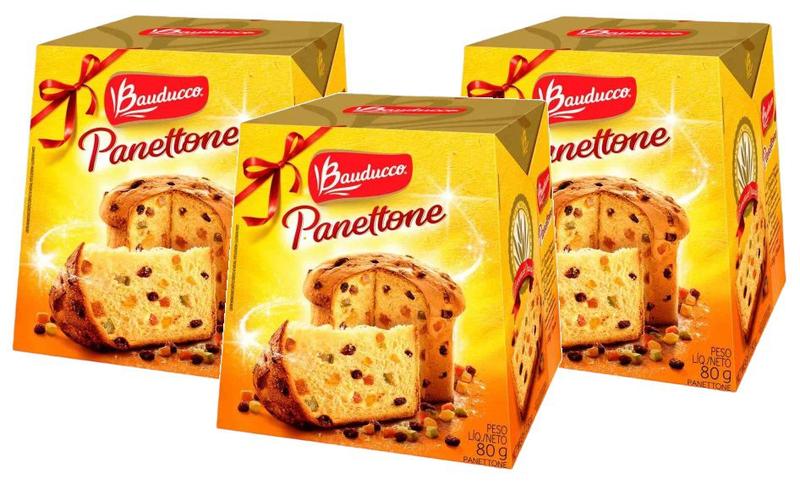 3 Mini Panettone Panetone Bauducco Frutas Cristalizadas 80g - Panetone ...