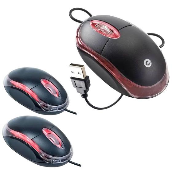 3 Mouses Usb P/ Computador Óptico 1000 Dpi Led Ms-9 Exbom - Mouse - Magazine Luiza