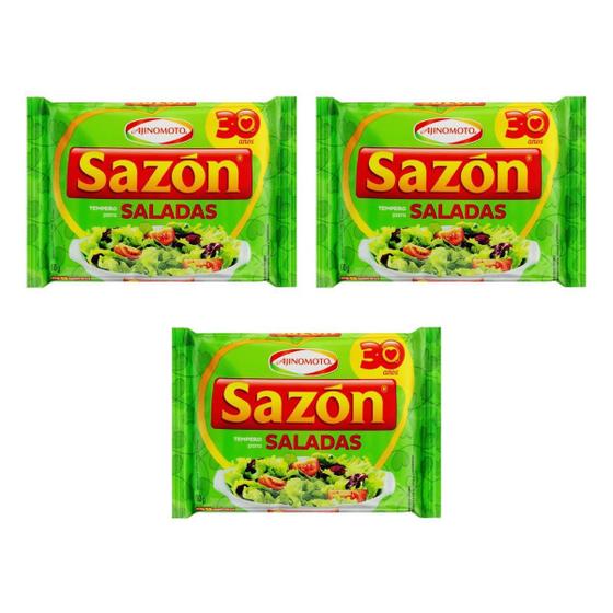 3 Pacotes 60g Sazon Ajinomoto Tempero Para Salada Cor Verde - Tempero ...