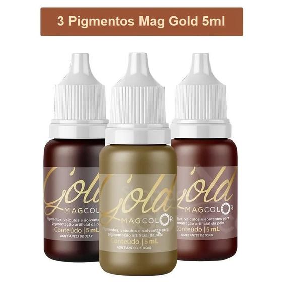 3 Pigmentos Mag Color Gold Castanho 5ml - Escolha as Cores - Mag Estética - Pigmento para ...