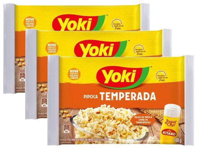 3 Pipoca Para Microondas Temperada Toque Do Chef Yoki 100g - Pipoca de ...