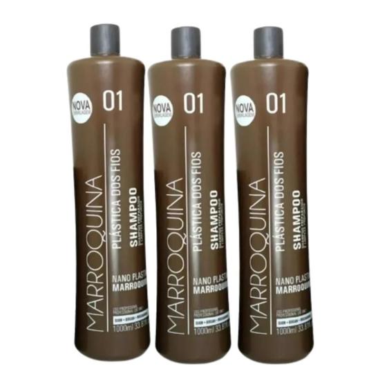 3 Plastica Dos Fios Marroquina Shampoo Anti-Resíduos Passo 1 ...