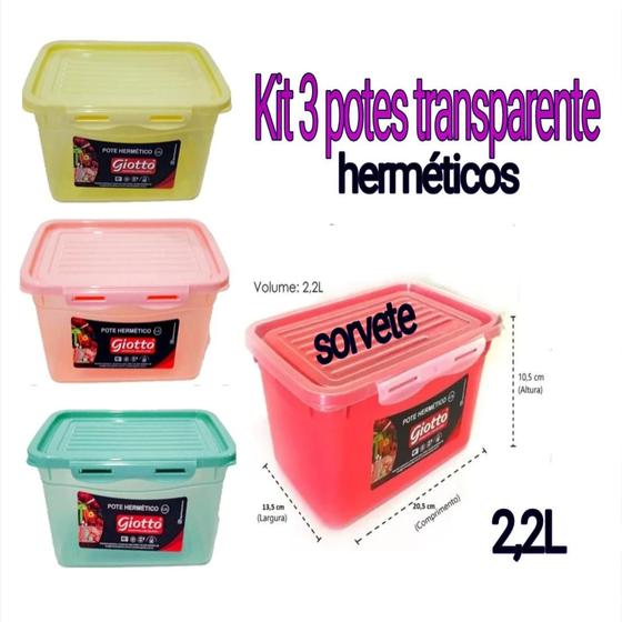 3 Potes Hermético microondas geladeira freezer transparente tipo ...