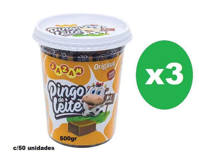 3 Potes Pingo De Leite Jazam Original 500g C/ 50 Unidades - Doce de ...