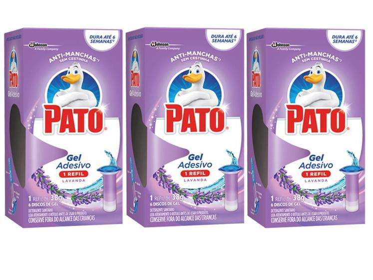 3 Refil Gel Adesivo Sanitário Pato Lavanda 38G Com 6 Discos - Scj ...