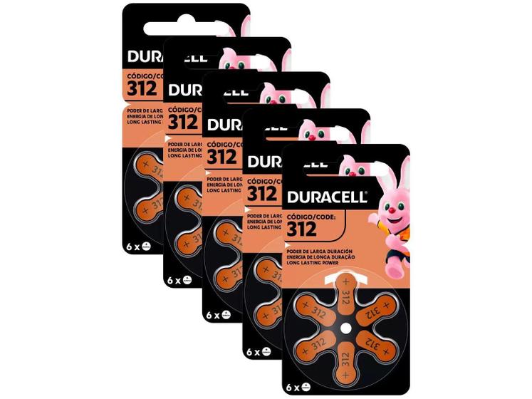 30 Pilhas Baterias Da 312 Pr41 Aparelho Auditivo - Duracel - Duracell - Acessórios Auditivos ...