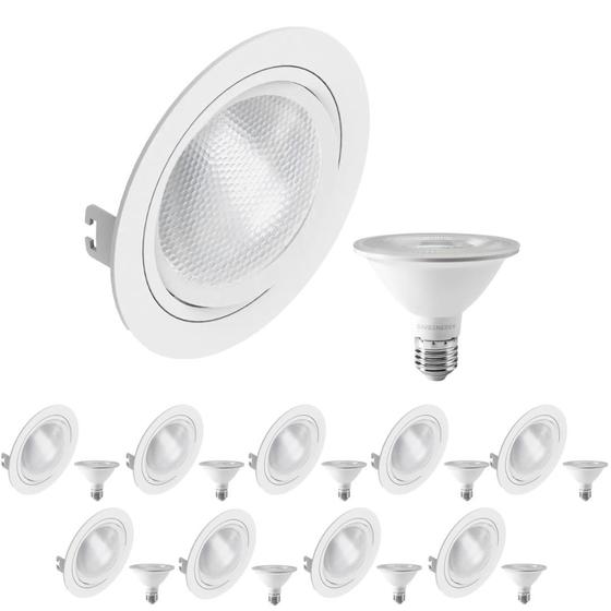 30 Spot Embutir Face Plana PAR30 + 1 Lâmpada LED 10W 3000K E27 - SAVE ...